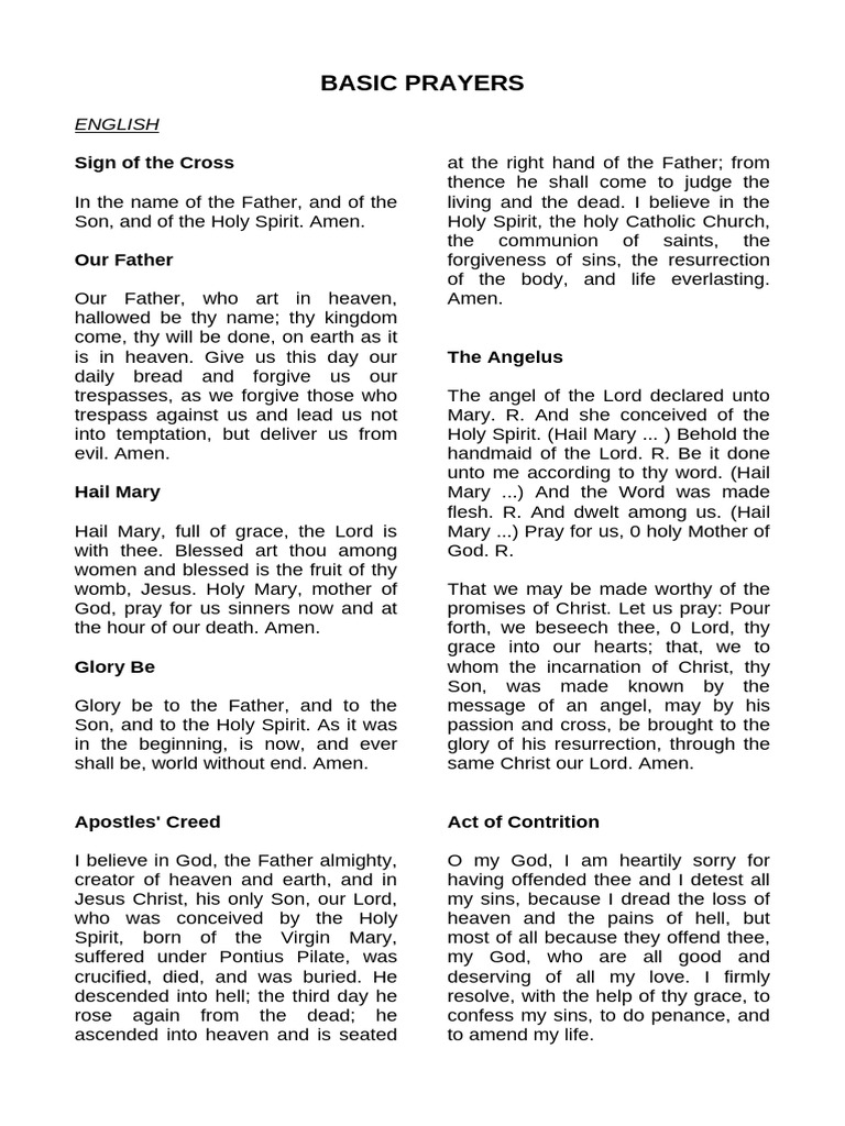 basic_prayers | PDF | Lord's Prayer | Religious Belief And Doctrine