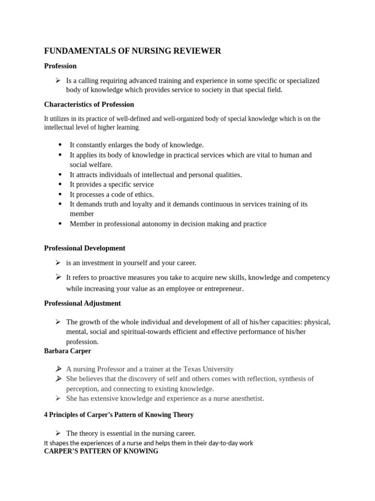 Nursing Profession Fundamentals Guide | PDF | Nursing | Knowledge
