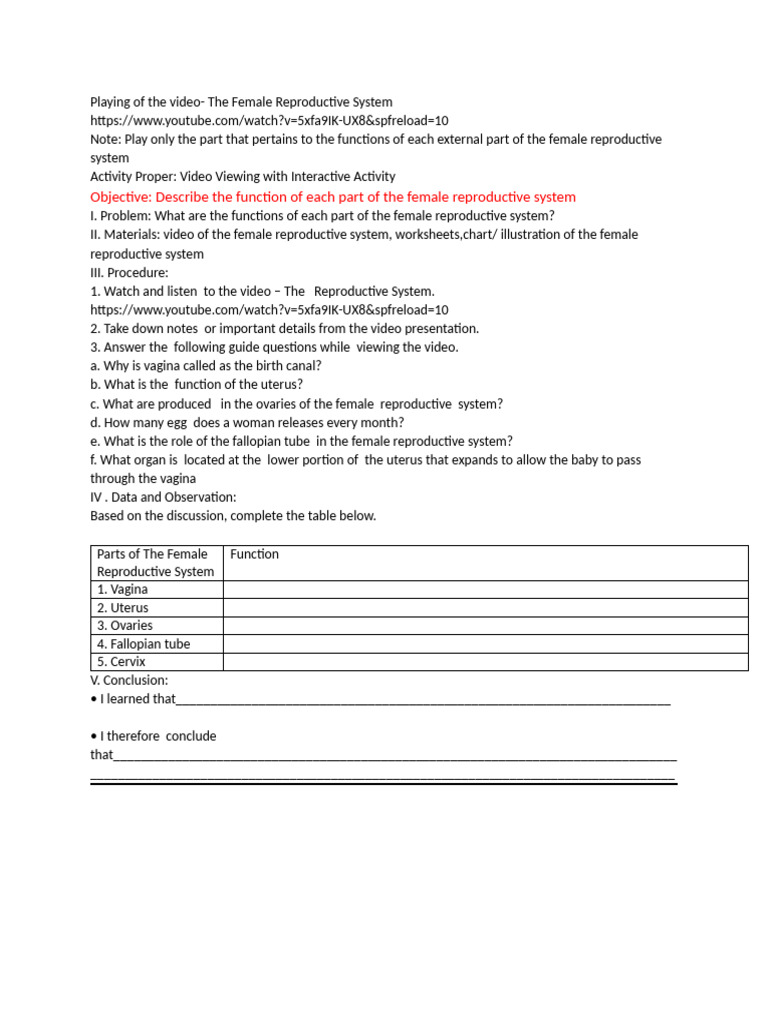 Q2-Week2_2nd and 3rd day_Group Activity in female function and comparing male and female | PDF ...