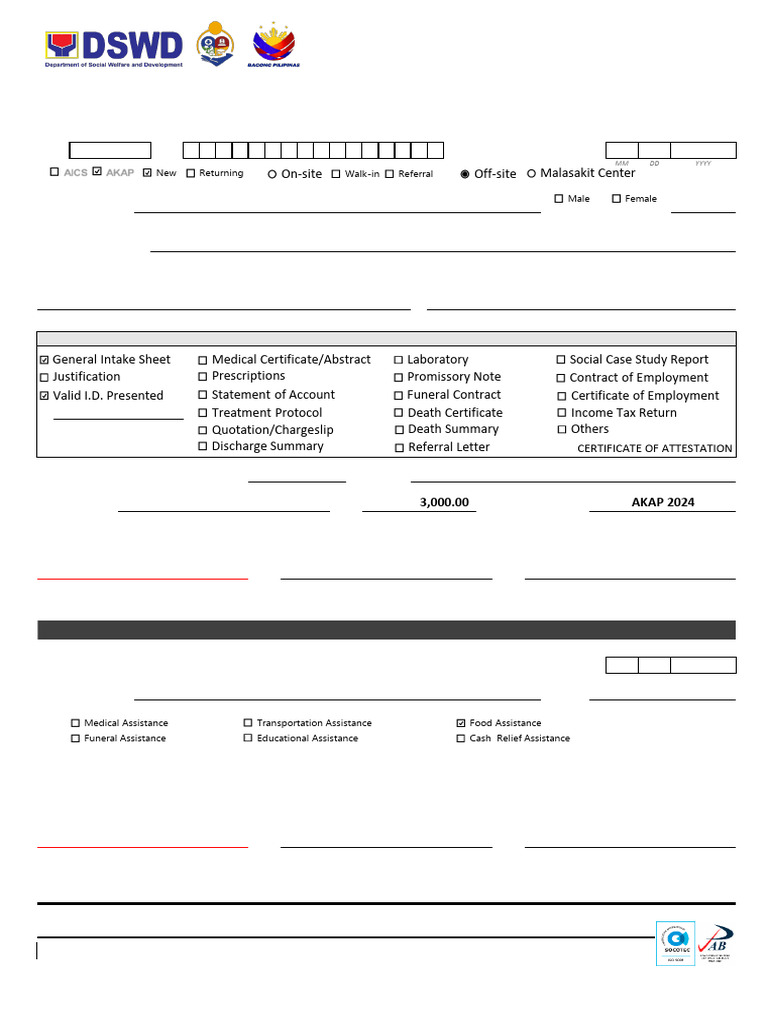 DSWD Akap Cert. of Eligibility Forms | PDF