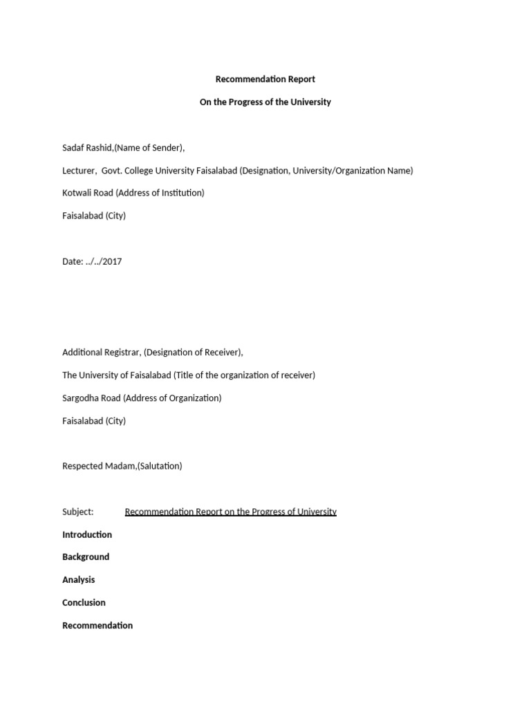 Recommendation Report Sample (1) | PDF