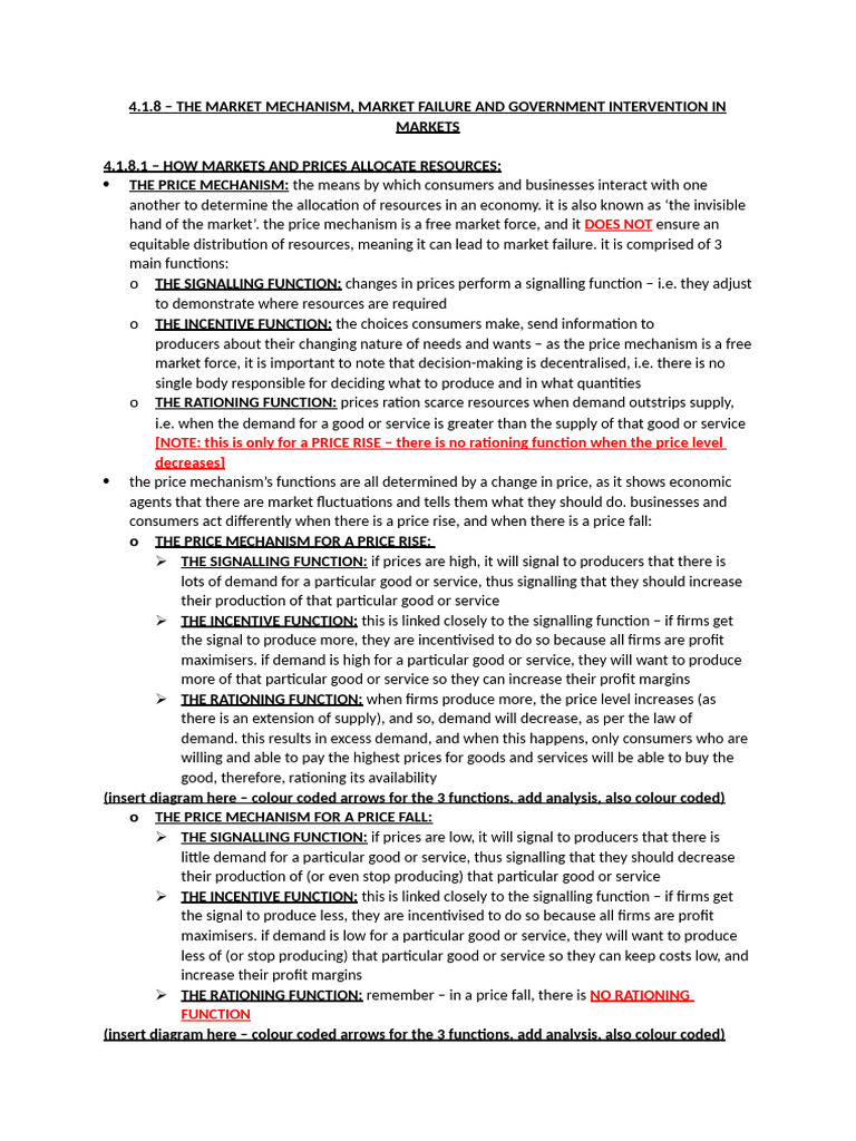 4.1.8 - The Market Mechanism, Market Failure, and Government ...