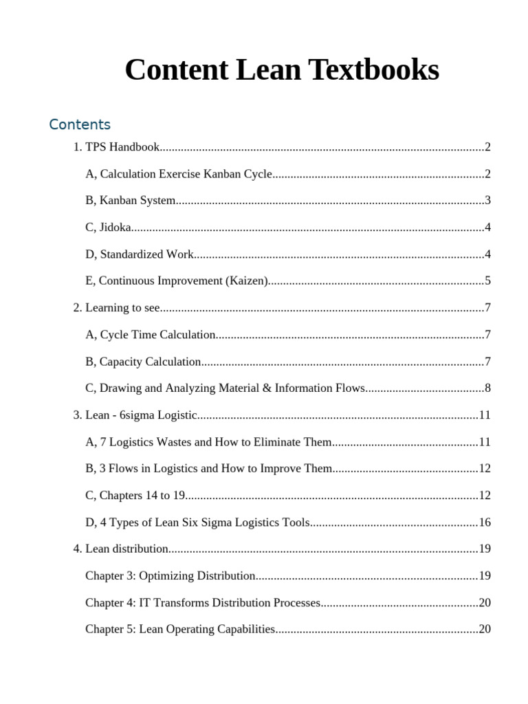 Content Lean Textbooks | PDF | Supply Chain | Lean Manufacturing