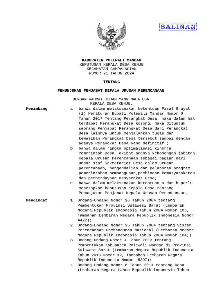 21-2024 SK PJ Kaur Perencanaan | PDF