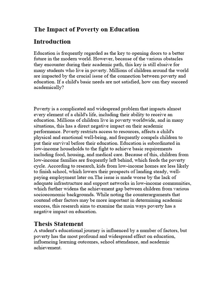 Poverty's Effects on Education Access | PDF | Poverty | Poverty ...