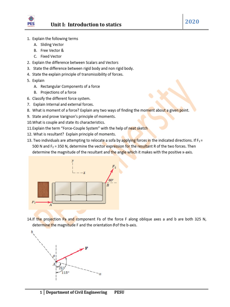 Mechanics Assignment Unit 1 | PDF | Force | Euclidean Vector