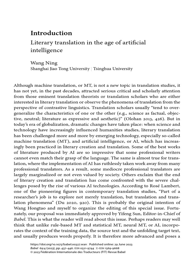 Literary Translation and AI Challenges | PDF | Translations ...