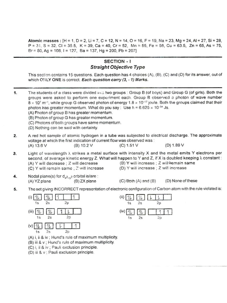 Atomic Structure Assignment | PDF | Atomic Orbital | Electron