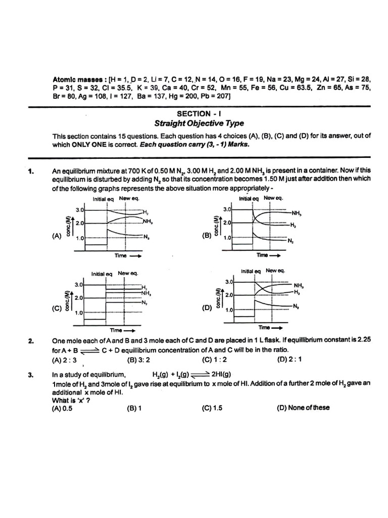 Chemical Equilibrium Assignment | PDF | Chemical Equilibrium | Physical Sciences