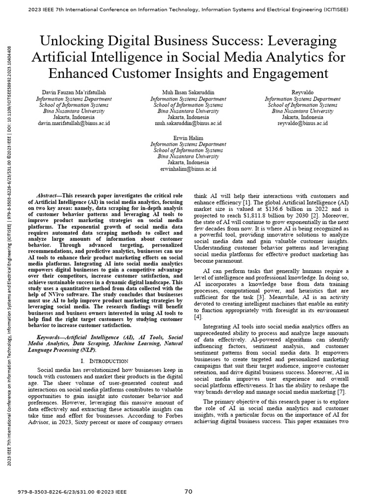 Unlocking Digital Business Success: Leveraging Artificial Intelligence ... Unlocking Digital Business Success: Leveraging Artificial Intelligence ...