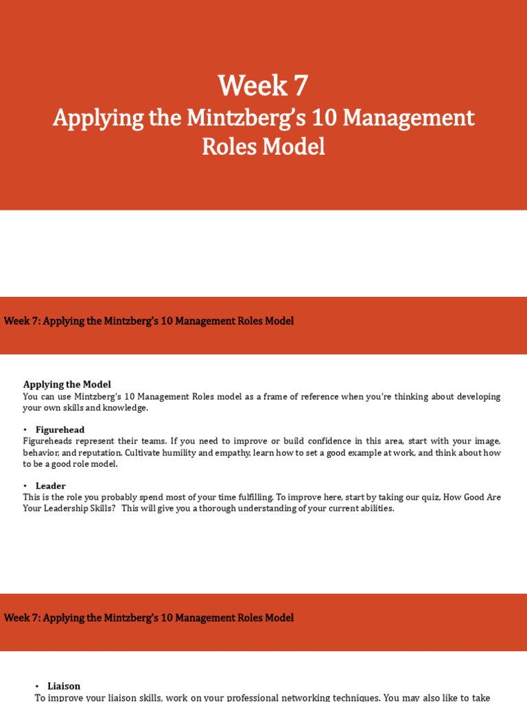 Mintzberg's 10 Management Roles Explained | PDF | Science | Knowledge