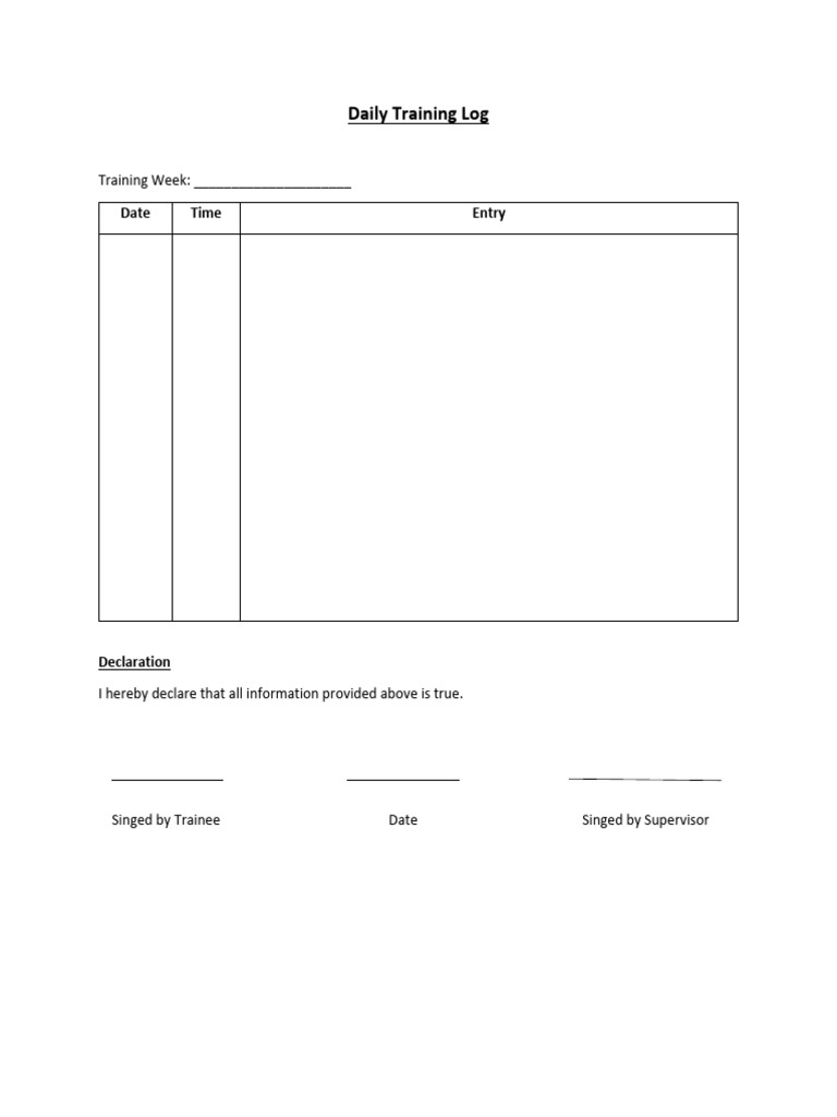 Daily Training Log Template | PDF