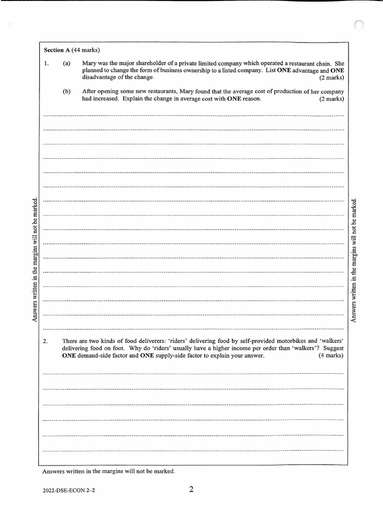 2022 DSE Paper 2 LQ 2 | PDF