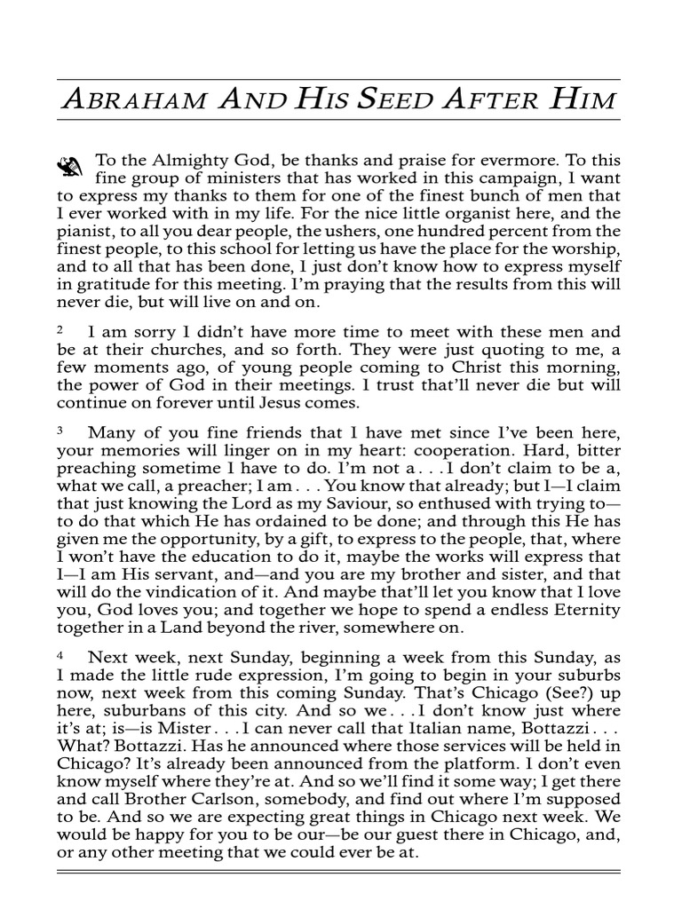 61-0416 Abraham and His Seed After Him VGR | PDF | Justification ...
