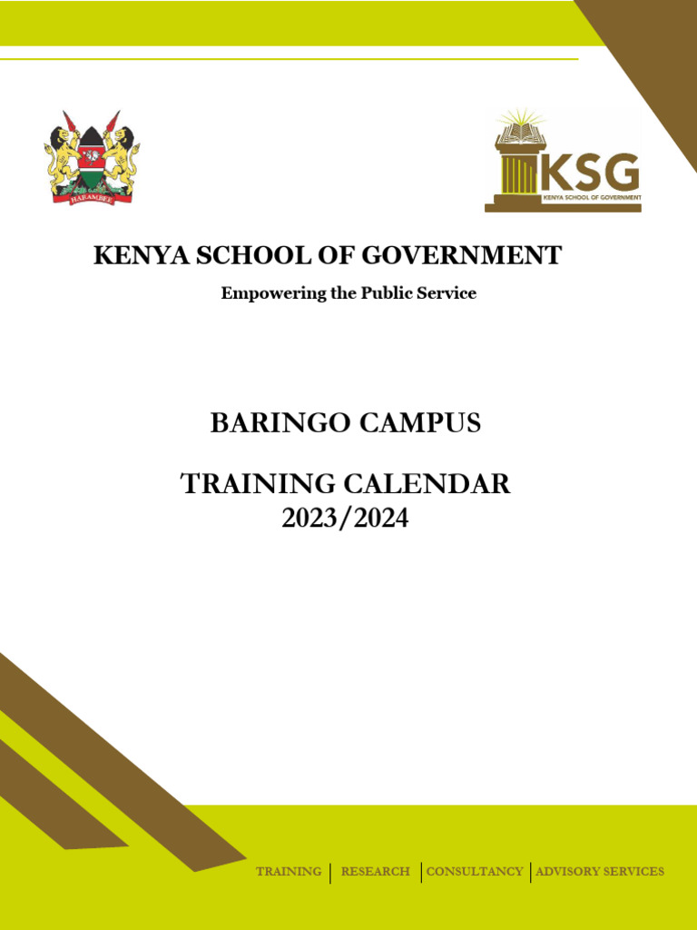 KSG Baringo Training Calendar 2023/2024 | PDF | Audit | Human Resources