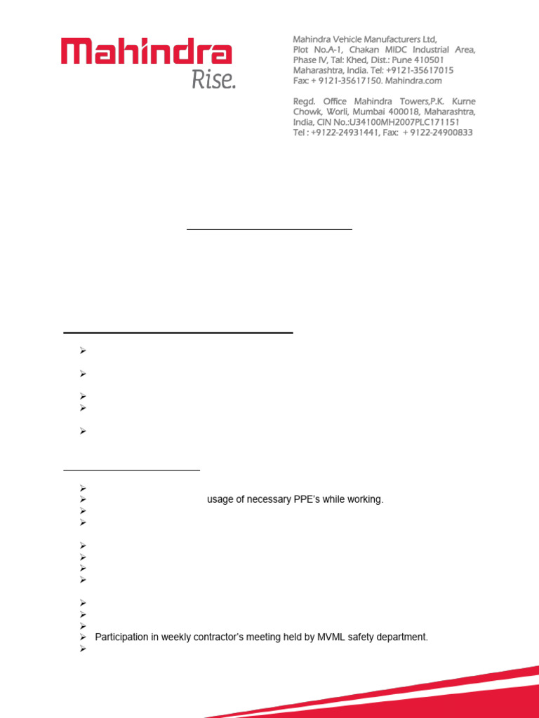 SHE F 01 Contractor Mobilization Plan | PDF | Business | Safety