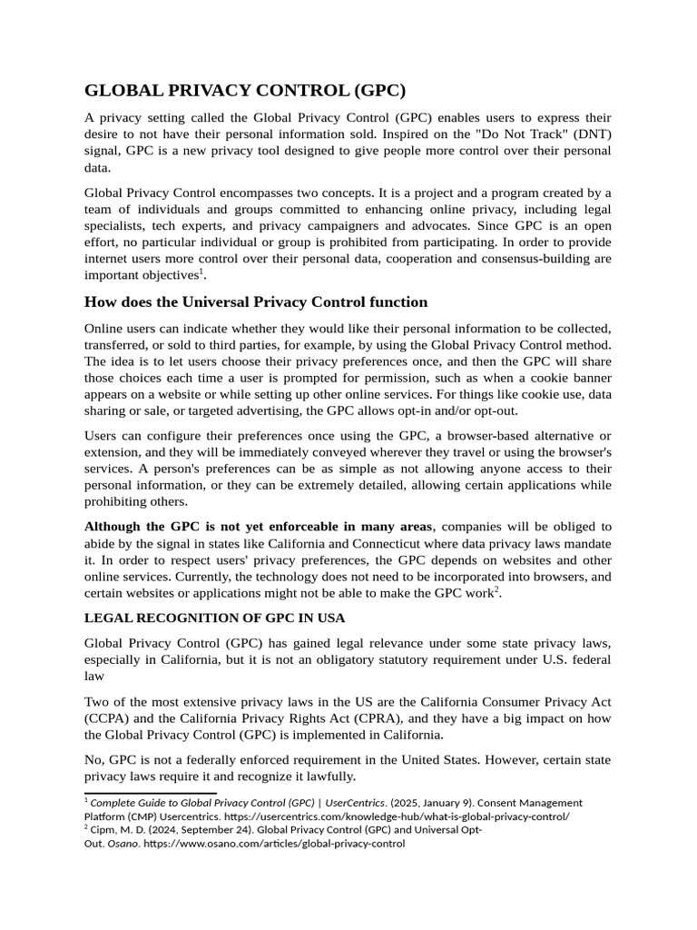 Global Privacy Control | PDF | Privacy | Justice