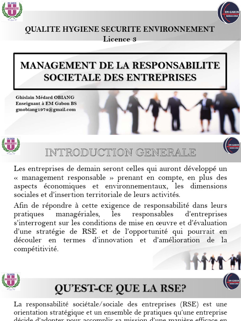 Management de la RSE en Entreprise | PDF | Responsabilité sociétale des ...