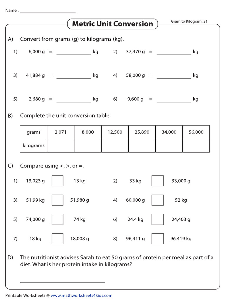 Gram Kilogram 1 | PDF