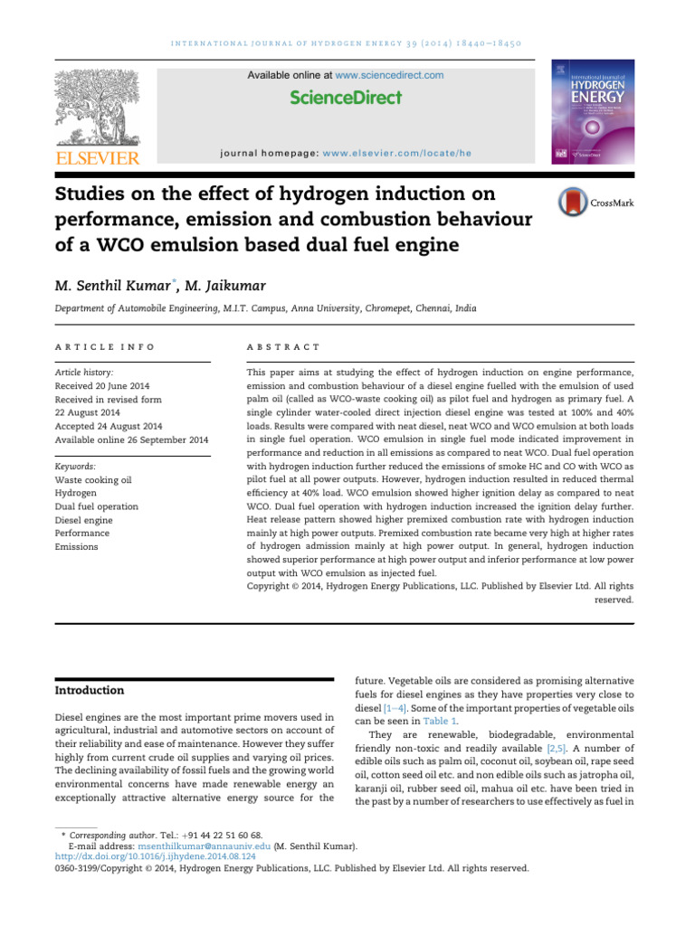 Studies on the Effect of Hydrogen Induction on Perform 2014 International Jo | PDF | Combustion ...