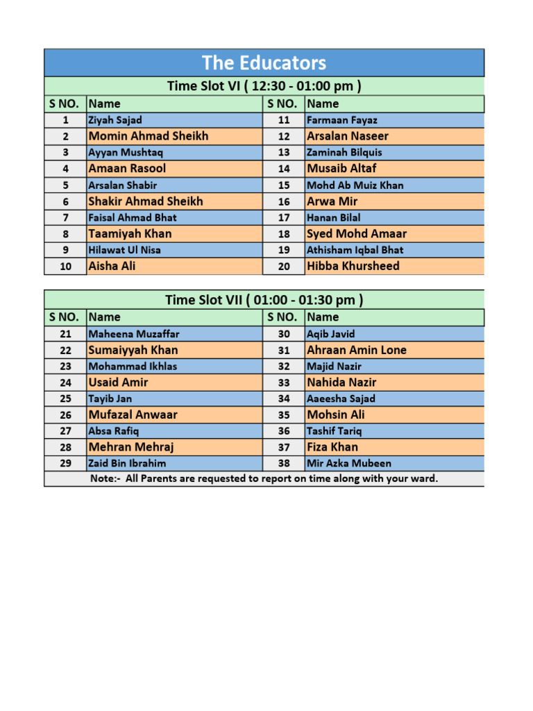 10th Time Slot | PDF