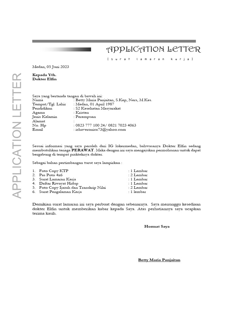 Surat Lamaran Kerja Dan CV | PDF