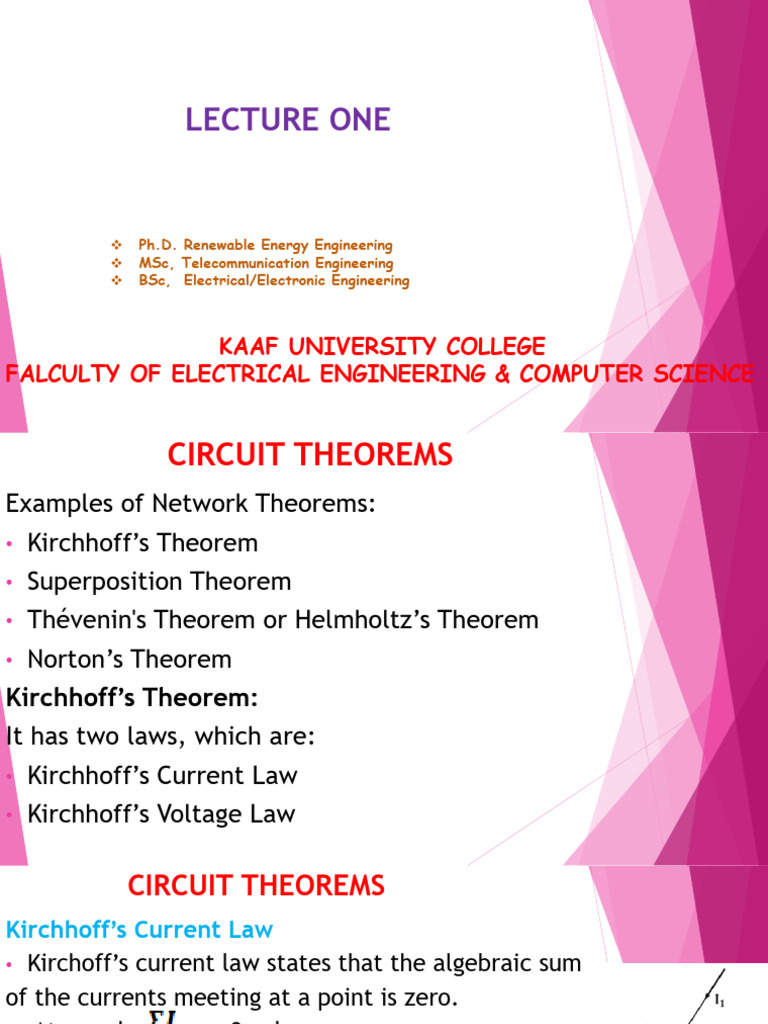 01 - Network Theorems Lect 1 | PDF | Electrical Network | Electrical Impedance