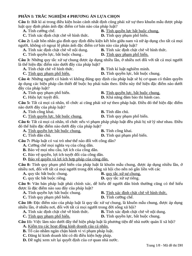 KNTT - K10 - CH - Đ - S - Bài 11 - Khái niệm, đặc điểm và vai trò của PL | PDF