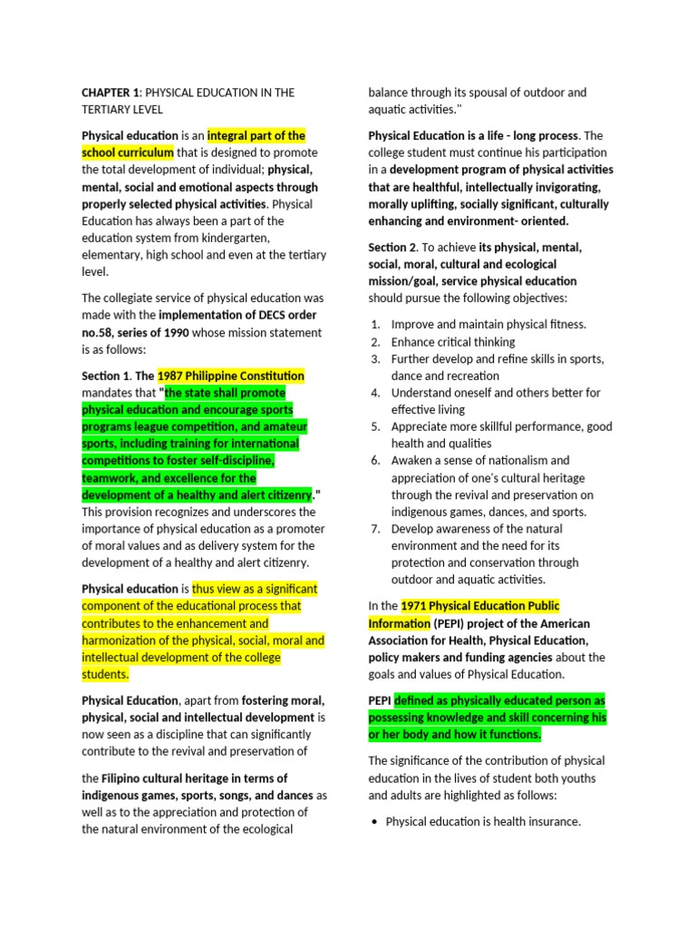 Pathfit Reviewer Chap 1 3 | PDF | Muscle | Central Nervous System