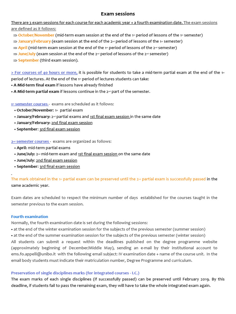Exam sessions | PDF | Academic Term | Educational Stages