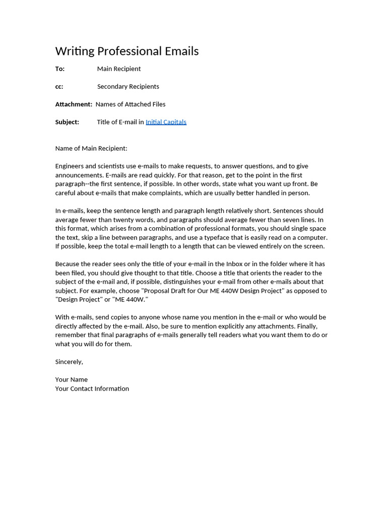 Writing Professional Emails | PDF