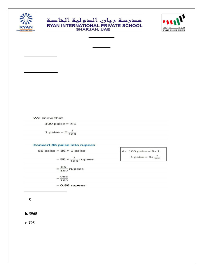 Money Concepts and Calculations Guide | PDF | Rupee | Arithmetic