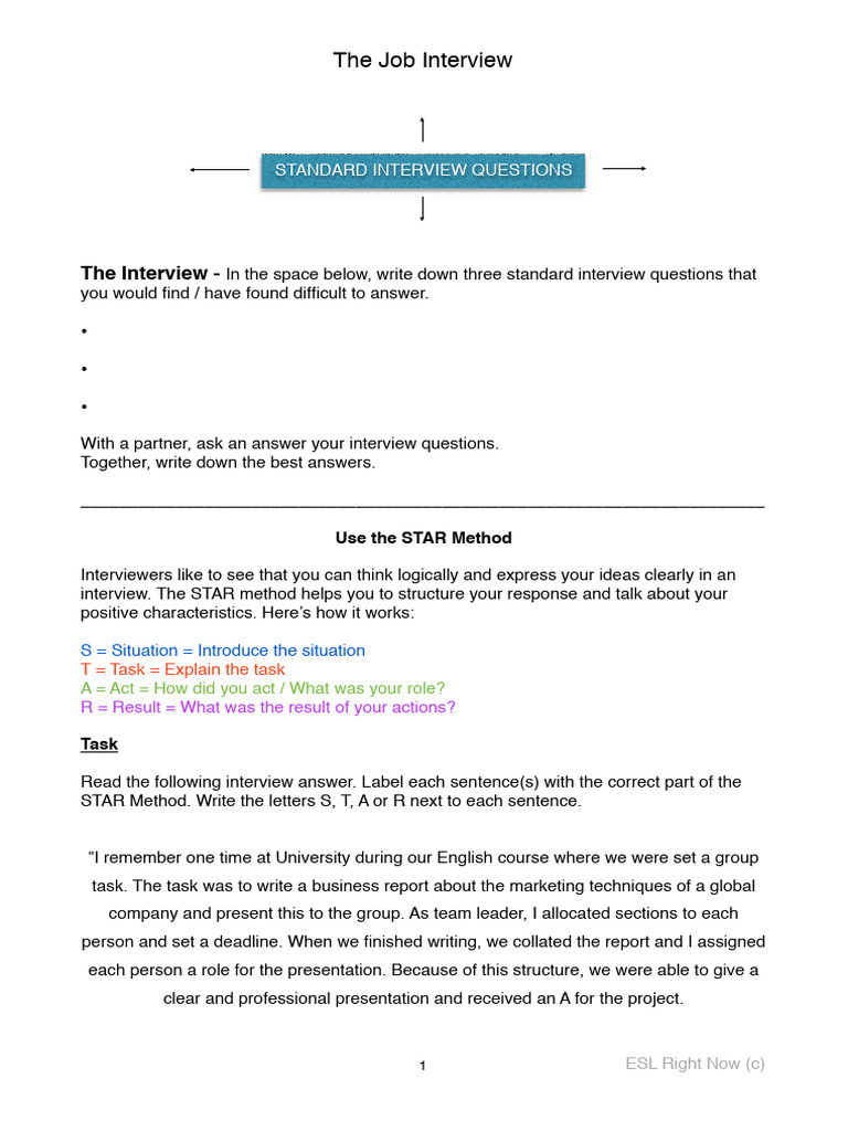 Job Interview Students 2 | PDF | Job Interview | Cognition