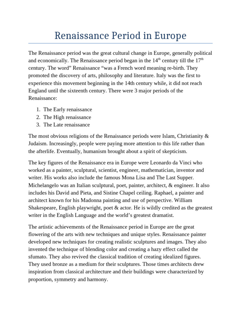 Renaissance Period in Europ1 | PDF | Science | Renaissance