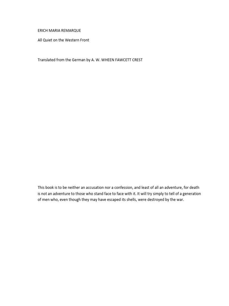 All Quiet On The Western Front | PDF
