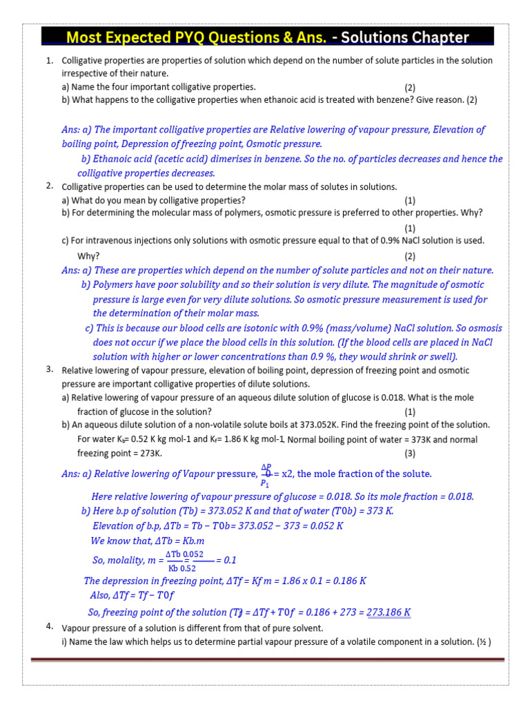 Most Expected Questions Chemistry PDF | PDF | Chemistry | Quantity