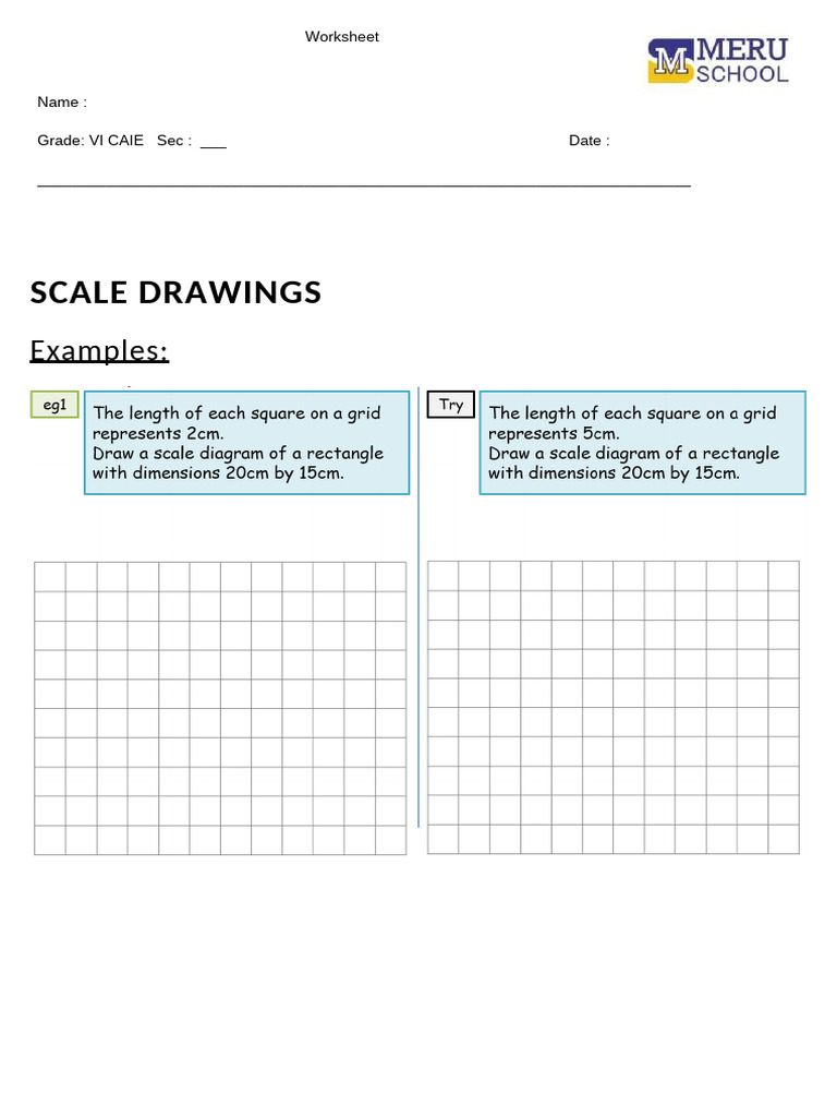 Scale Drawings Worksheet for Grade 6 | PDF