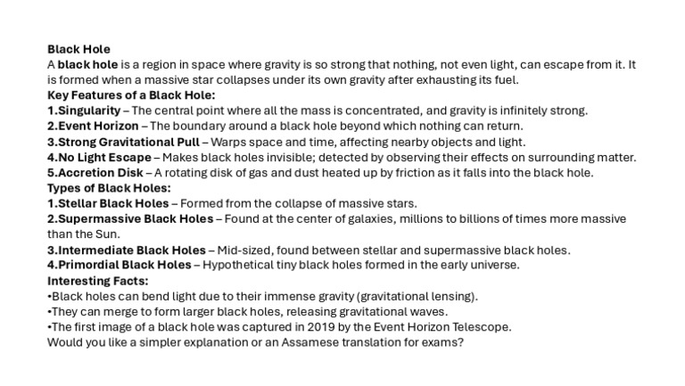 BLACK HOLE Facts | PDF