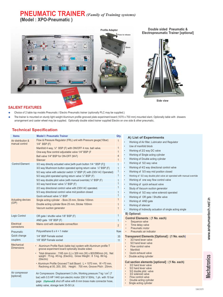 Double-Sided Pneumatic Trainer System | PDF | Valve | Switch