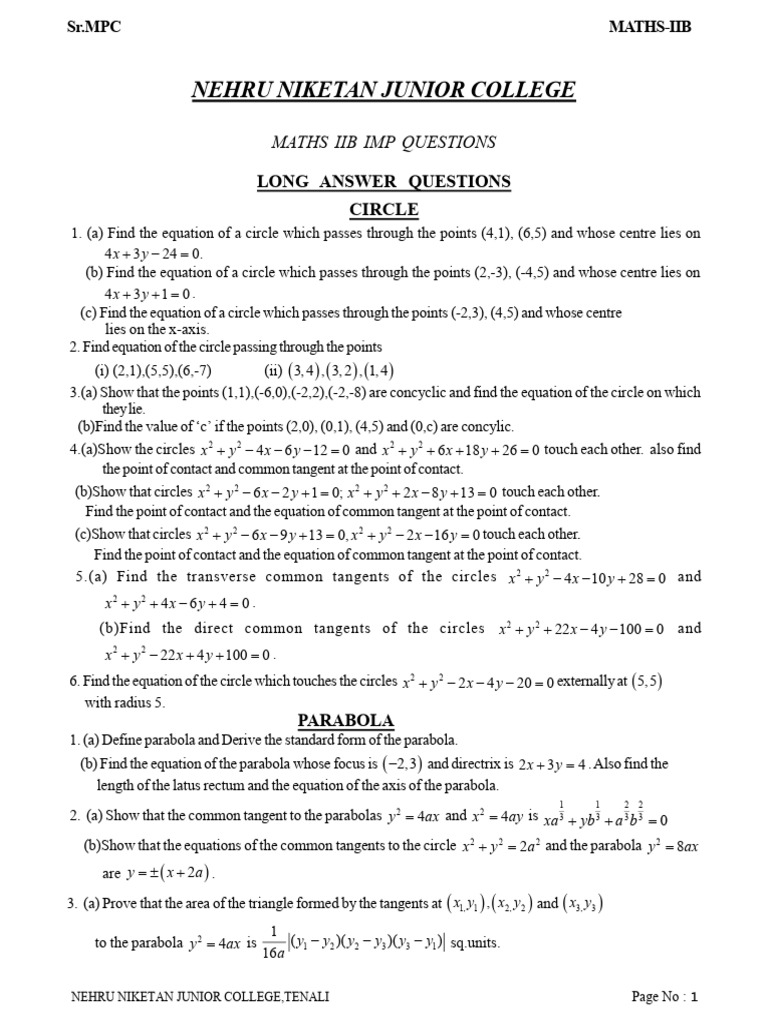 Maths IIB 2024 | PDF | Ellipse | Circle