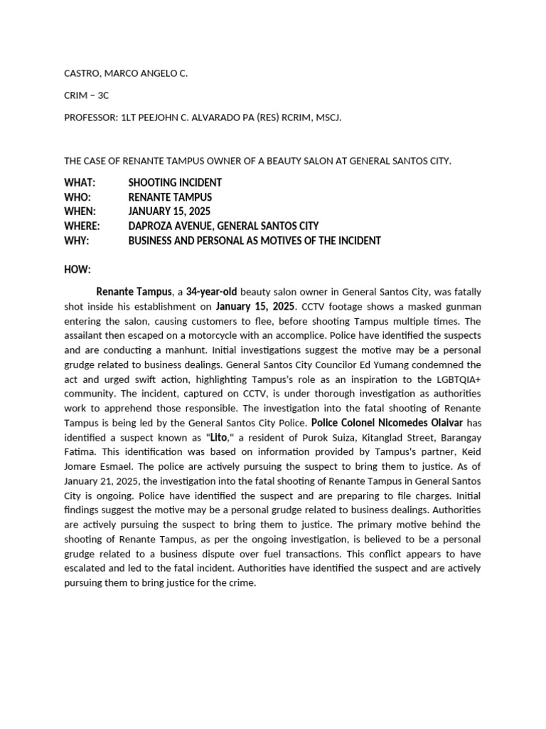 General Santos Salon Owner Shot | PDF