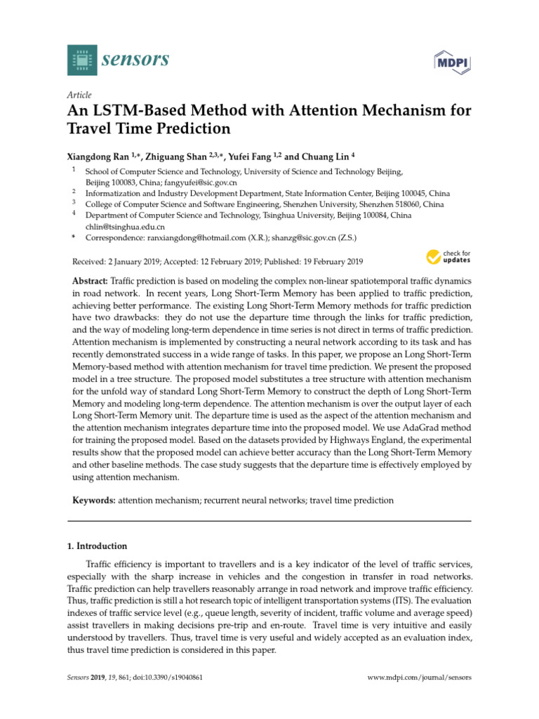An LSTM-Based Method with Attention Mechanism for Travel Time Prediction | PDF | Autoregressive ...