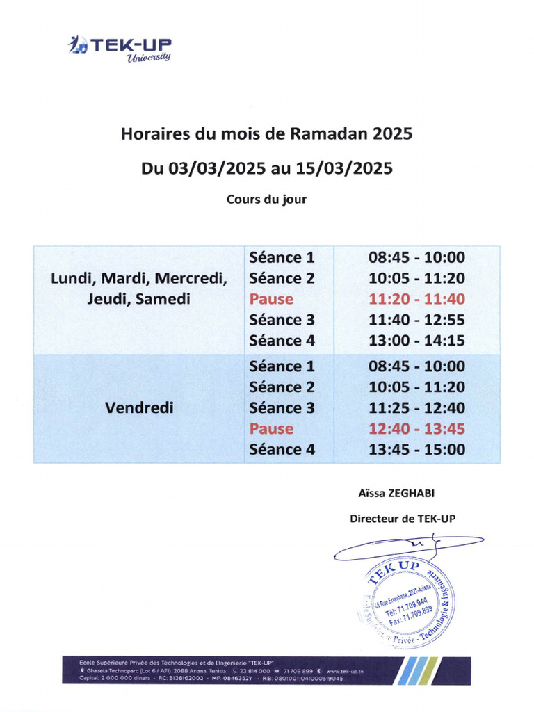 Horaire_du_Ramadan_2025 | PDF
