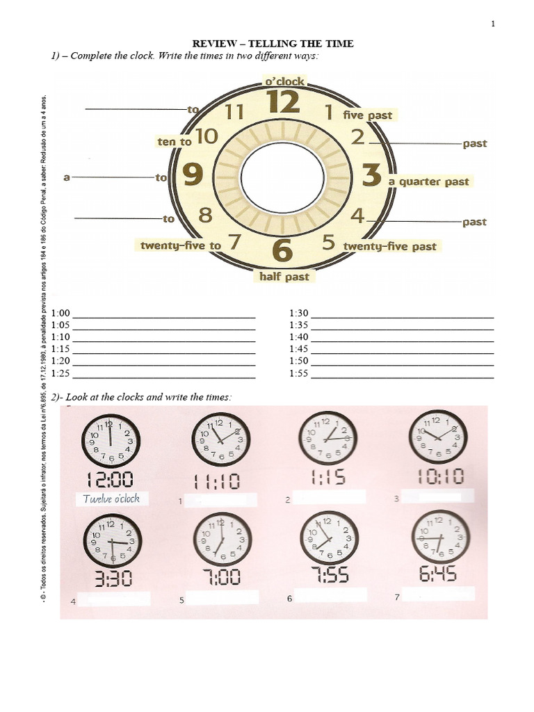 Time Telling Practice Worksheet | PDF