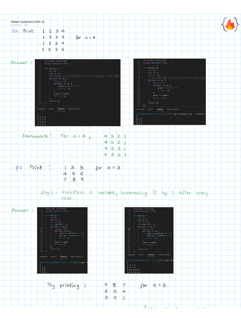 Lecture 4 Solving Pattern Questions (Part-2) | PDF