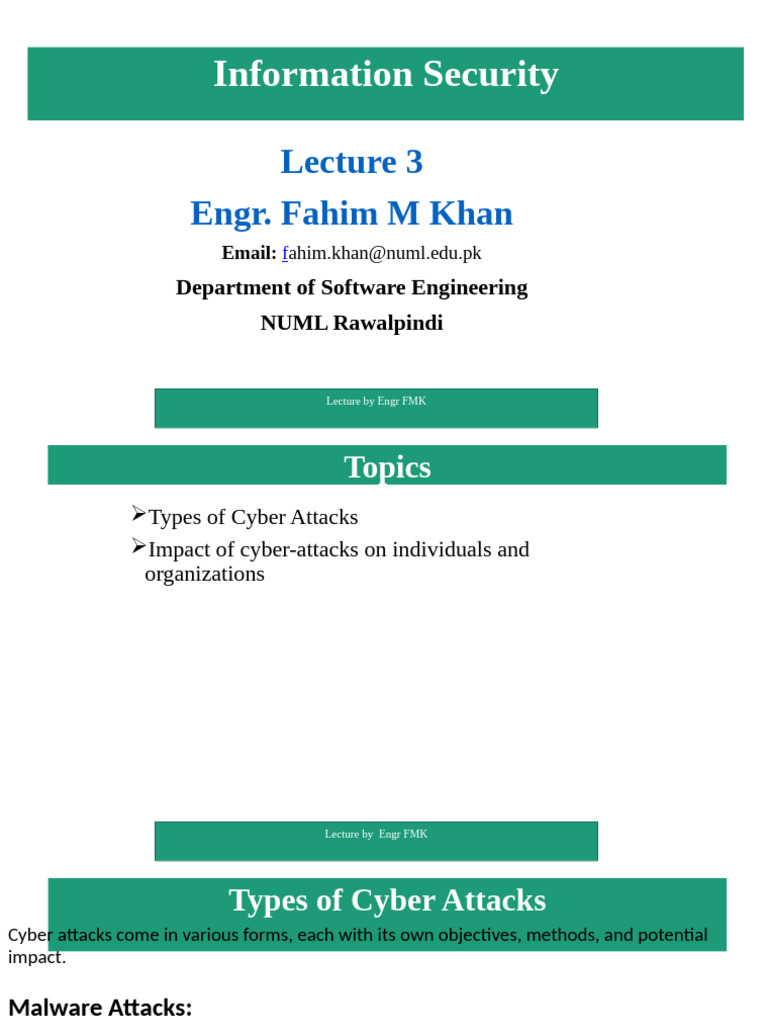 Lecture - 3 (Cyber Attacks and Impact) | PDF | Malware | Phishing