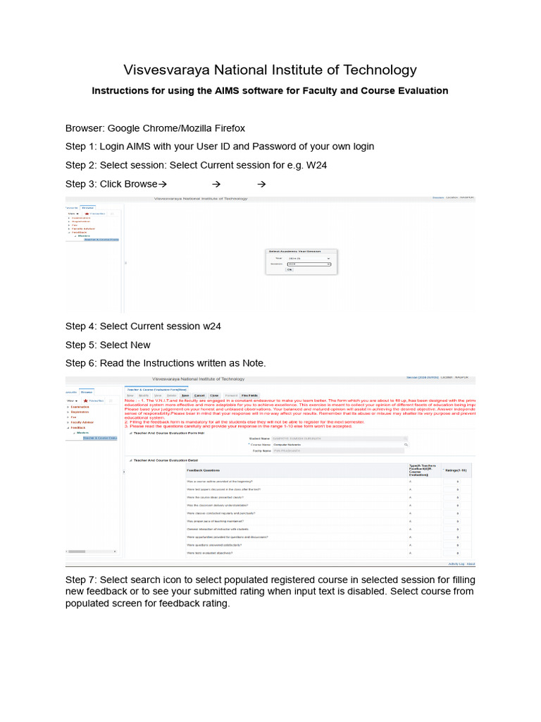 Instructions for Filling Course Evaluation Form | PDF