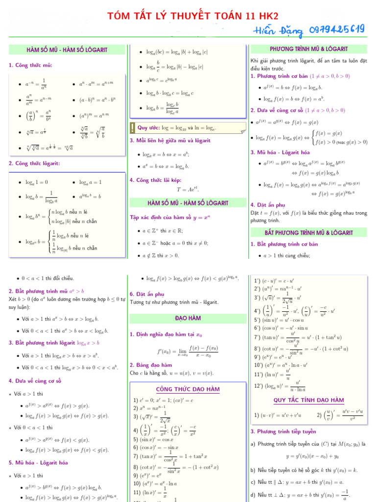 Tóm Tắt Lý Thuyết 11 HK2 | PDF