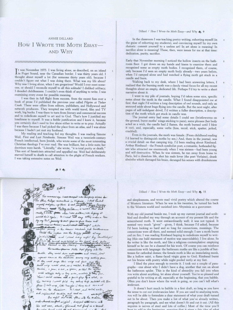 How I Wrote The Moth Essay - and Why - (Annie Dillard) | PDF