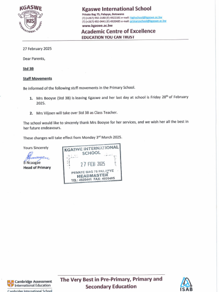 STD 3 Letter | PDF
